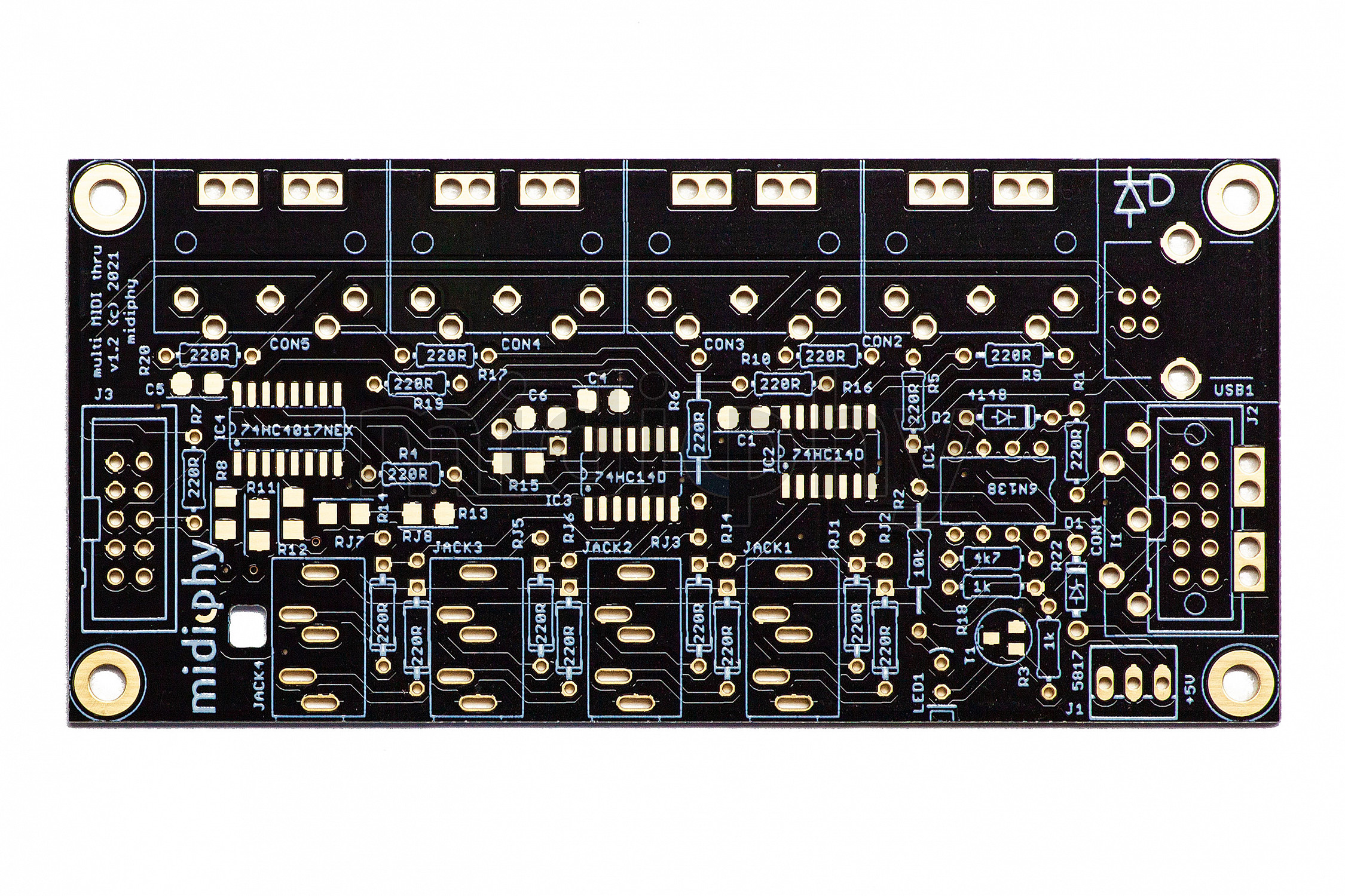 New MULTI MIDI THRU Revision B PCB